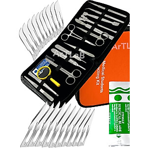 New Premium Stainless Steel Biology Lab/Anatomy/Medical Student Dissection Kit Set - Scalpel Knife Handle,Blades, Forceps, Scissors and Tweezers- Medical Students and Veterinary (Set of 34 Each)