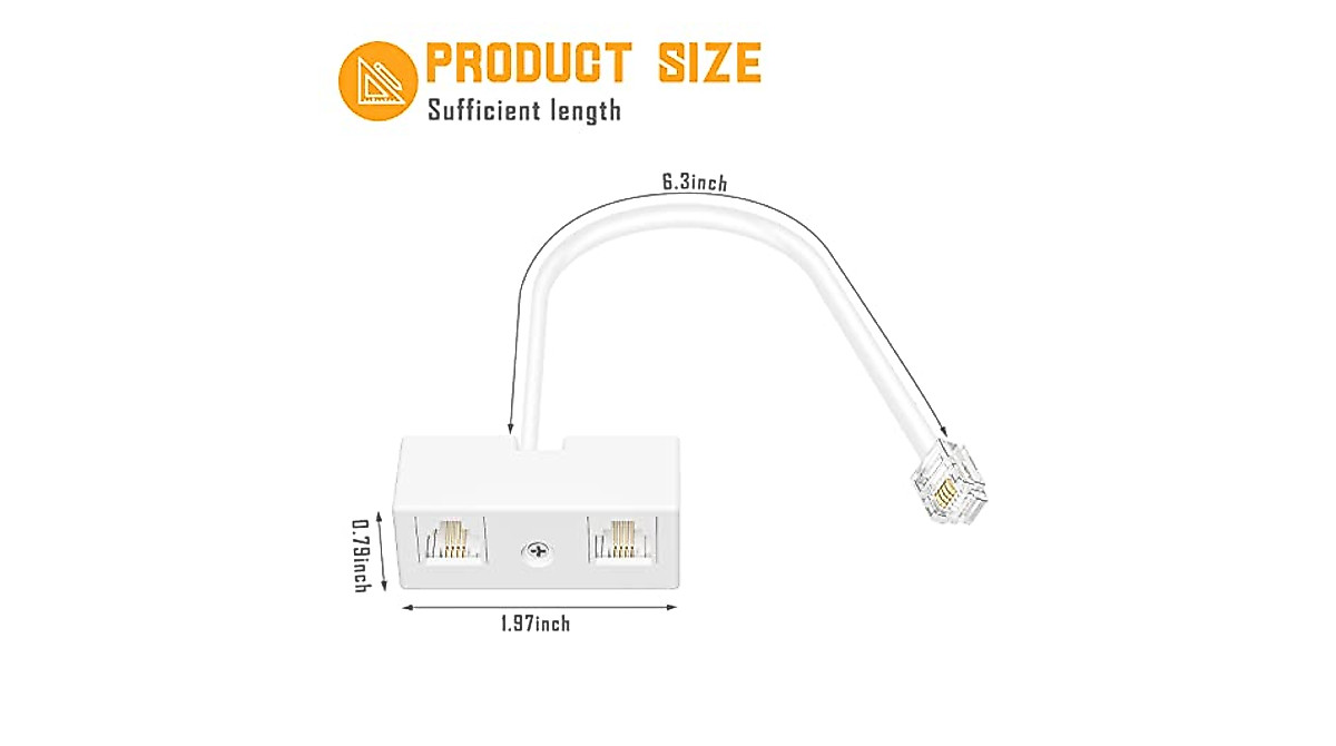 Uvital Two-Way RJ11 Phone Splitters 2-Pack for Landline & VoIP