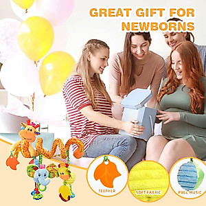 Jollybaby Baby Car Seat Stroller Crib Toys, Plush Hanging Spiral Activity Pram Crib Toy with Music Box, Rattles, Squeaker for Babies Infant Boys Girls Gifts (Giraffe)