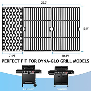 Uniflasy Cast Iron Cooking Grates for Dyna glo DGH474CRP DGH483CRP DGF493BNP DGF493PNP-D DGB495SDP DGB495SDP-D DGB493SPB DGB463CNP DGB494SPB 70-01-911 70-02-656 Cooking Grid Replacement Part Kit