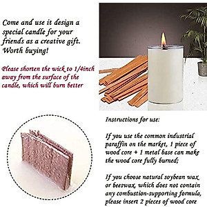 PXBBZDQ Wood Candle Wicks,0.5 X5.9 Inch Wooden Candle Wick,100 pcs Crackling Wood Wicks for Candles,Wood Wicks for Candles Making, （DIM.-.030-.500-6）-（50 Sets）