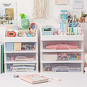 MLAFE Kawaii Organizer Kawaii Cosmetic Storage Box Kawaii Drawer Storage Box Cute Storage Box Cute Organizer (Four-Story)