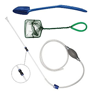 Coldairsoap Fish Tank Gravel Vacuum Pump, Fish Tank Gravel Cleaner/Water Changer, Aquarium Water Changer Siphon, 3 in 1 Aquarium Gravel Cleaner with Sponge Scrubber Pad Cleaning as