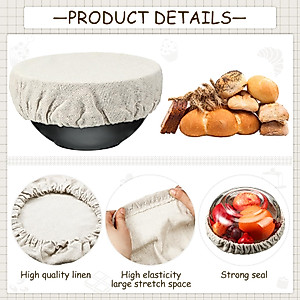 5 Pcs Reusable Bowl Covers 5 Sizes Large Cloth Fabric Bowl Covers Stretch Elastic Food Storage Container Reusable Lids for Bread Proofing Fruit Salads Bread Leftovers(White,No Pattern)