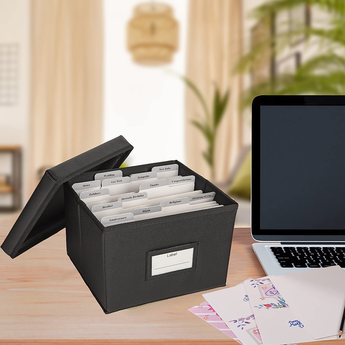 Lukeline Greeting Card Organizer and Storage Box with 15 Adjustable Dividers, Stores 140+ Cards, Suitable for Storing Greeting Cards, Envelopes, Stickers, Photos, Notecards and More