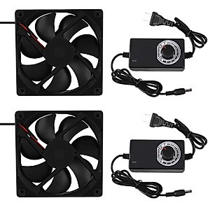 2PCS Blower Cooling Fan 120x25mm 110V 220V AC Powered Cooling Fan Dual-Ball Bearings 3 to 12V Speed Controller Fan for Receiver DVR Compatible with PlayStation Xbox Component