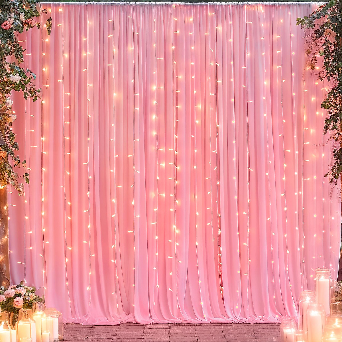 Pink Backdrop Curtain for Parties Baby Shower Wrinkle Free Pink Photo Curtains Backdrop Drapes Fabric Decoration for Weddings Birthday Party 5ft x 7ft,2 Panels