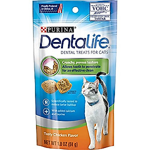 Purina DentaLife Made in USA Facilities Cat Dental Treats, Tasty Chicken Flavor - (Pack of 10) 1.8 oz. Pouches