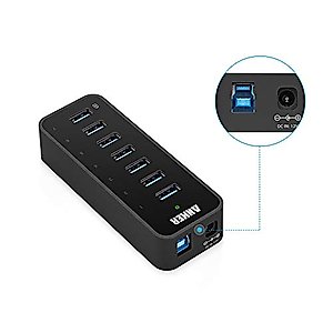 Anker 7-Port USB 3.0 Data Hub with 36W Power Adapter and BC 1.2 Charging Port for iPhone 7/6s Plus, iPad Air 2, Galaxy S Series, Note Series, Mac, PC, USB Flash Drives and More