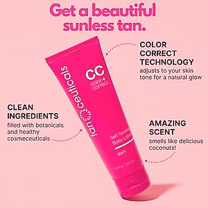 Tanceuticals Self Tanner - Dark Self Tanning Lotion for Body - Gives Natural Looking & Long Lasting Sunless Tan – Quick Fake Tan, Bronze Glow - Fresh Coconut Scent & Healthy Ingredients (Dark)