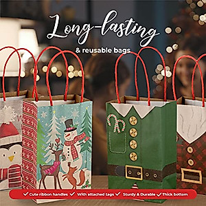 Plum Designs Small Christmas Gift Bags Bulk-24pcs Small Christmas Goodie Bags For kids,6 Styles Cute Christmas Paper Gift Bags Set- Party Favors Holiday Gift Bags Small Xmas Gift Bags 4”x6.5”x2.75