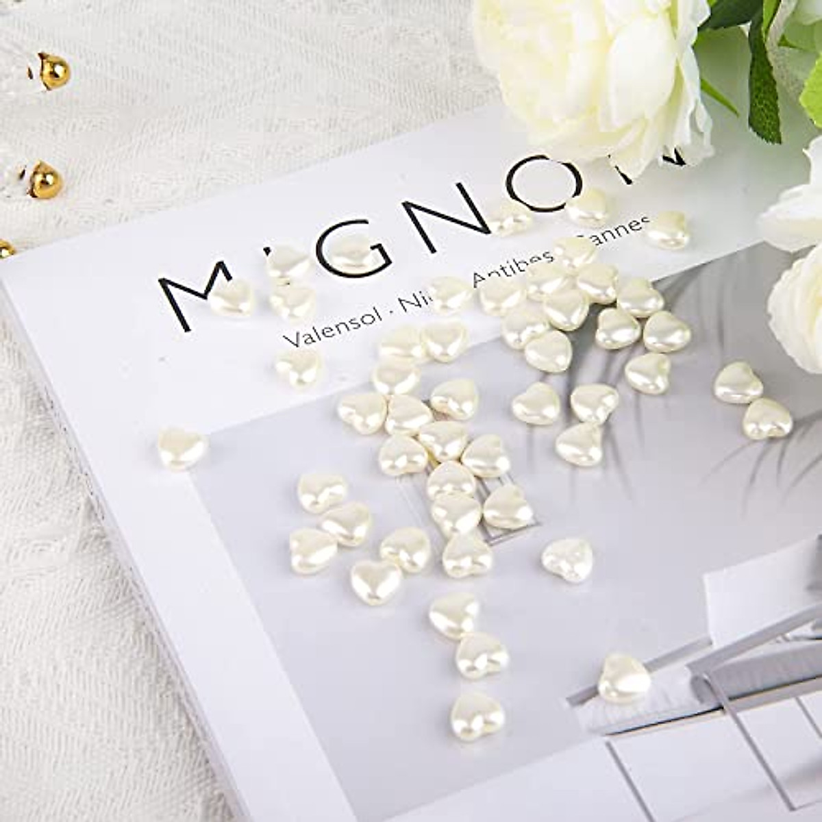 200 PCs ABS Imitation Pearl Beads - 10mm White Butterfly Star Heart Bowknot Beads - Aesthetic Beads for Jewelry Making Bracelets Necklace