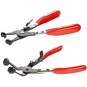 2PCS Hose Clamp Pliers Automotive, Flat and 45° Angled Flat Band Hose Clamp Plier for Hose Installations of Low Radiators Ring Type or Flat Band Hose Clamps and Hose Removal Tool