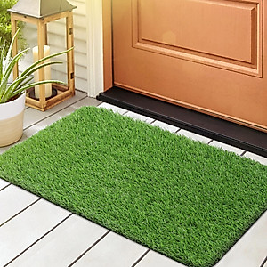 LINLA Artificial Grass Door Mat, 32x20 inches Outdoor Rug Synthetic Fake Dog Grass Mat Turf Waterproof Durable Doormat for Indoor Entryway, Outside Patio, Lawn, Garden