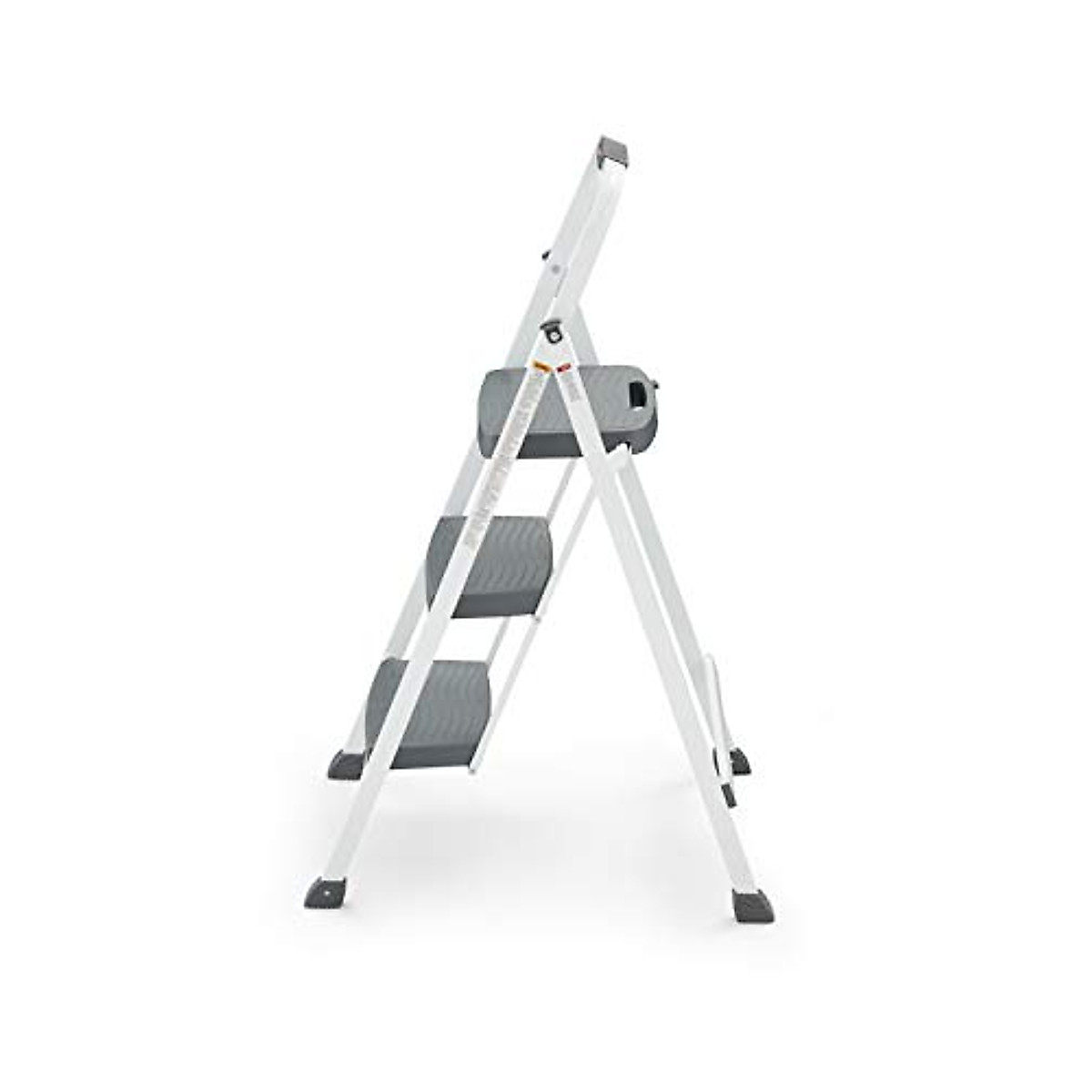 Rubbermaid 3-Step Steel Ladder, Folding Step Stool with Hand Grip and Non-Slip Feet, White, Tested to ANSI US Safety Standards, No Assembly Required (Amazon Exclusive)