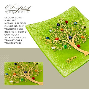 SOSPIRI VENEZIA Glass Decorative Plate Murano Glass Decorative Bowl, Gift Decoration Centerpiece Tree of Life, Catchall Bowl Catchall Tray for Entrance Table Console Living Room Dining Table 3,5"x3,5"