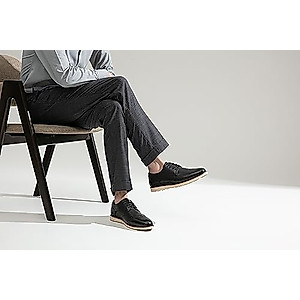 Vostey Men's Dress Shoes Black Casual Dress Shoes for Men Wingtip Oxford Shoes Business Dress Shoes (BMY617A Black 10.5)