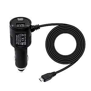 RIIEYOCA Dash Cam Micro USB Power Cable, with Switch USB 5V 2.4A Port, for Most Dash Camera and GPS Navigation, Compatible with USB Port Devices（Cable:11.48ft）