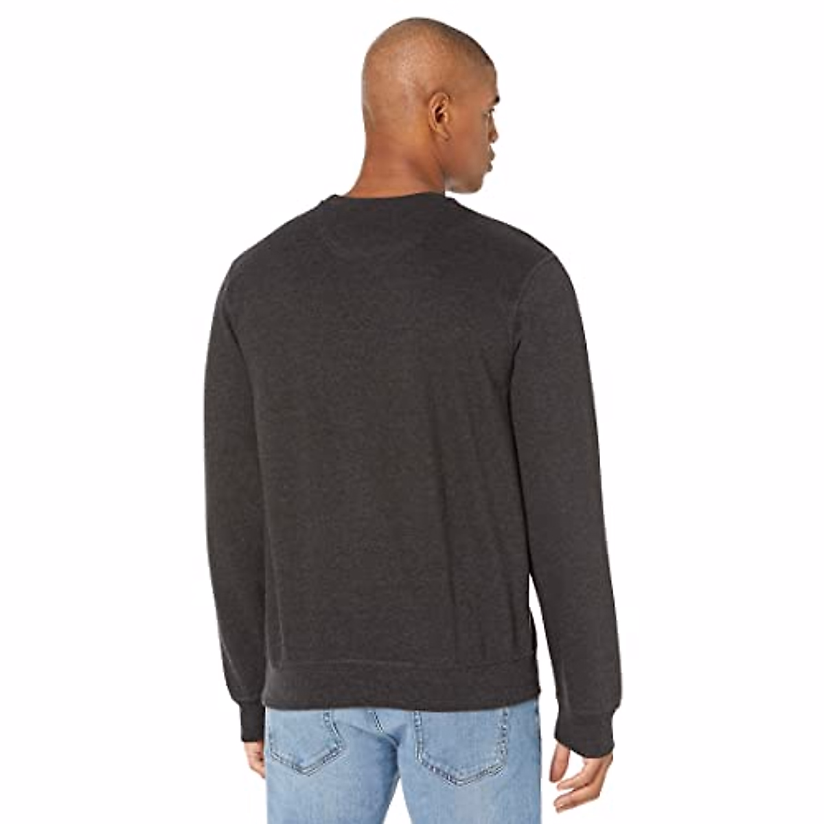 U.S. POLO ASSN. Long Sleeve Popover Crew Neck Fleece Sweatshirt Black Heather MD
