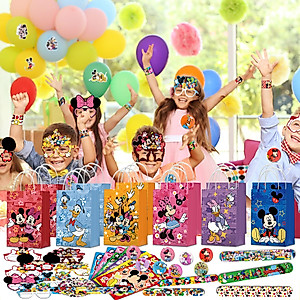 Mouse Party Favors, 122 PCS Mouse Party Supplies include Gift Bags, Make a Face Stickers, Spring Toys, Slap Bracelet, Stickers, Button Pins, Paper Party Glasses, Best Gift Bag Filler for Themed Party