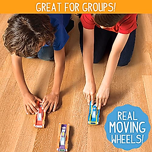 Made By Me Build & Paint Your Own Wooden Cars - DIY Wood Craft Kit, Easy to Assemble and Paint 3 Race Cars – Arts and Crafts Kit for Kids Ages 6 and Up, Multicolor