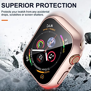Charlam Compatible with Apple Watch Case 40mm iWatch SE Series 6 5 4 with Screen Protector, Full Protective Waterproof Bumper Cases Touch Sensitive Clear Film Screen Cover, Black/Clear/Rose Gold, 40mm