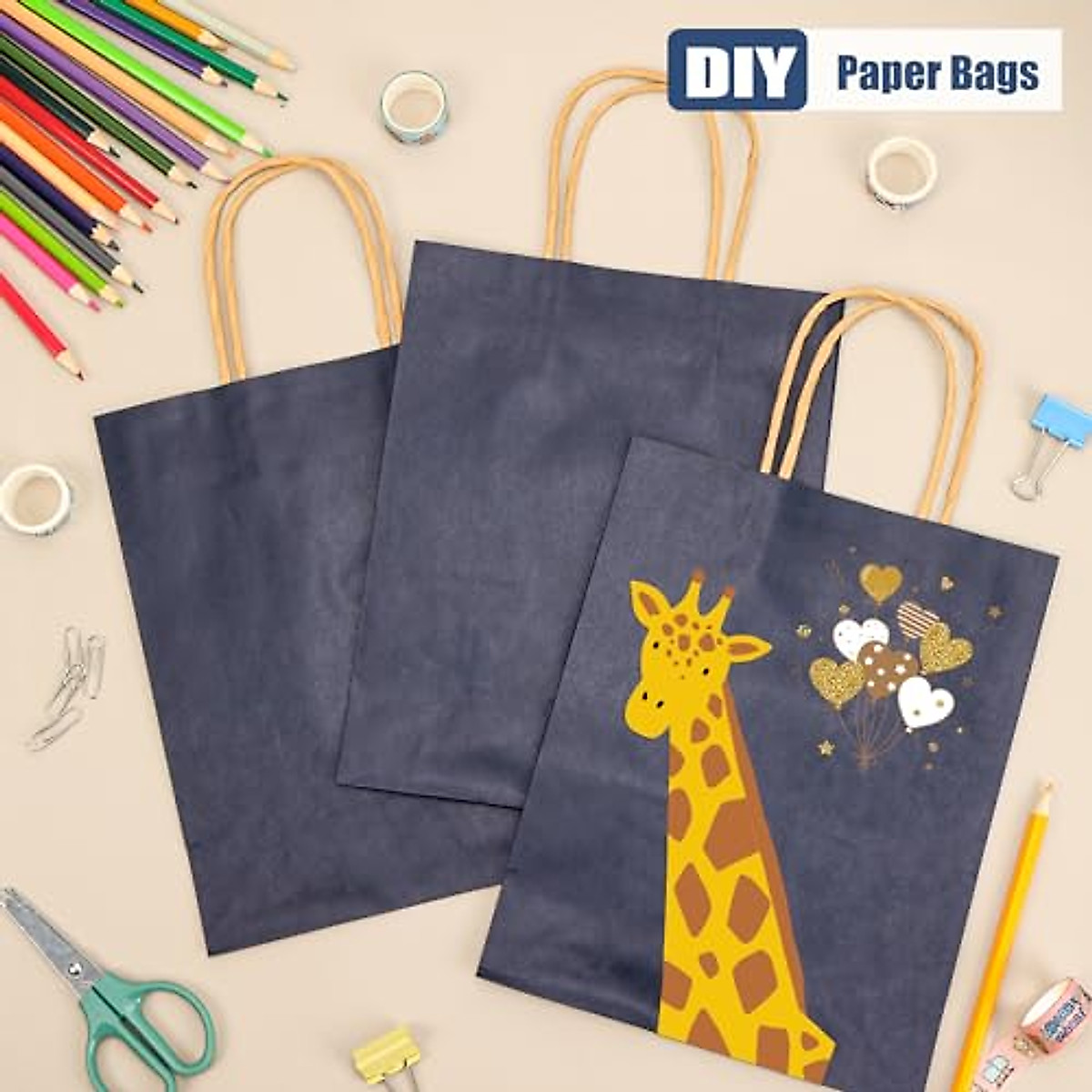 Moretoes 110pcs Dark Blue Gift Bags with Handles, 8x4x10 Inch Medium Size, Paper Bags for Small Business, Shopping Bags, Retail Bags, Party Bags, Favor Bags (Royal Blue)