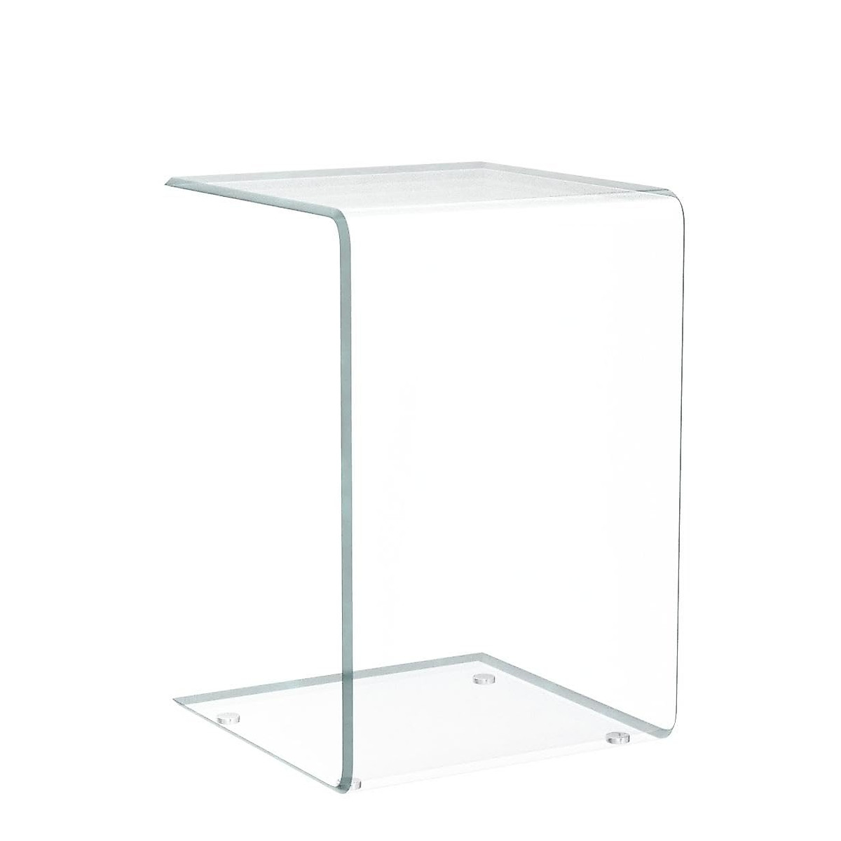 GSSDEE Tempered Glass End Table, Sofa Side Table Clear C-Shape Design for Living Room, Versatile Nightstand with Smooth Edges
