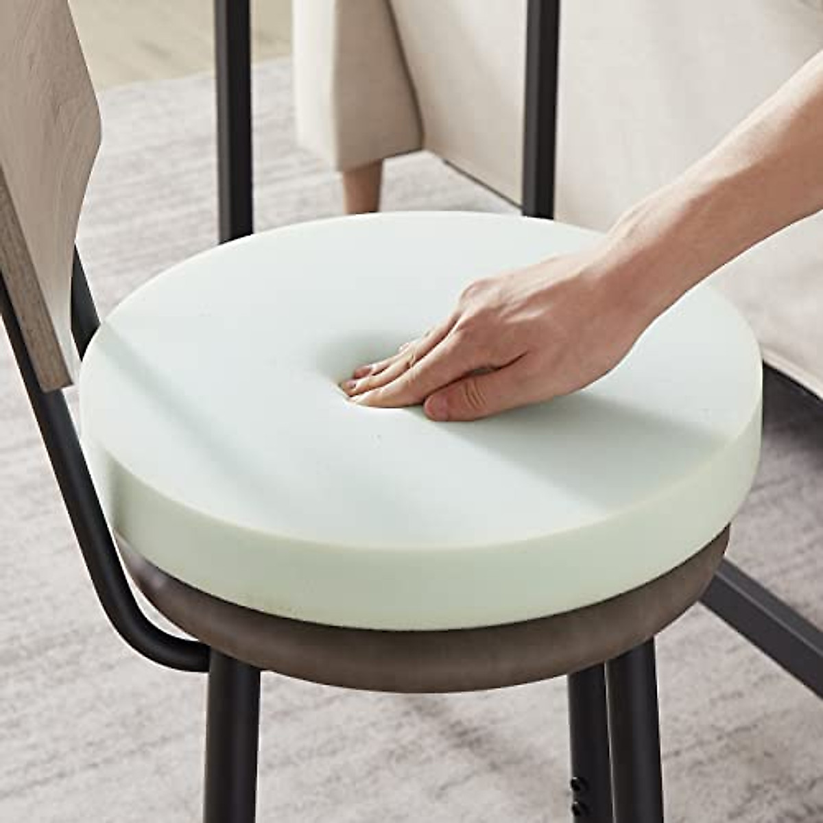 CKLMMC 5 Piece Industrial Bar Table Set,Pub Bistro Table and PU Upholstered Stools with Backrest, Counter Height Dining Table Set for Kitchen Small Space (Grey# Set of 5)