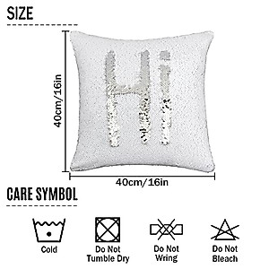 Play Tailor Sequin Pillow Cover Cushion Covers 16x16in Flip Sequins Decorative Throw Pillow Case, Silver and White