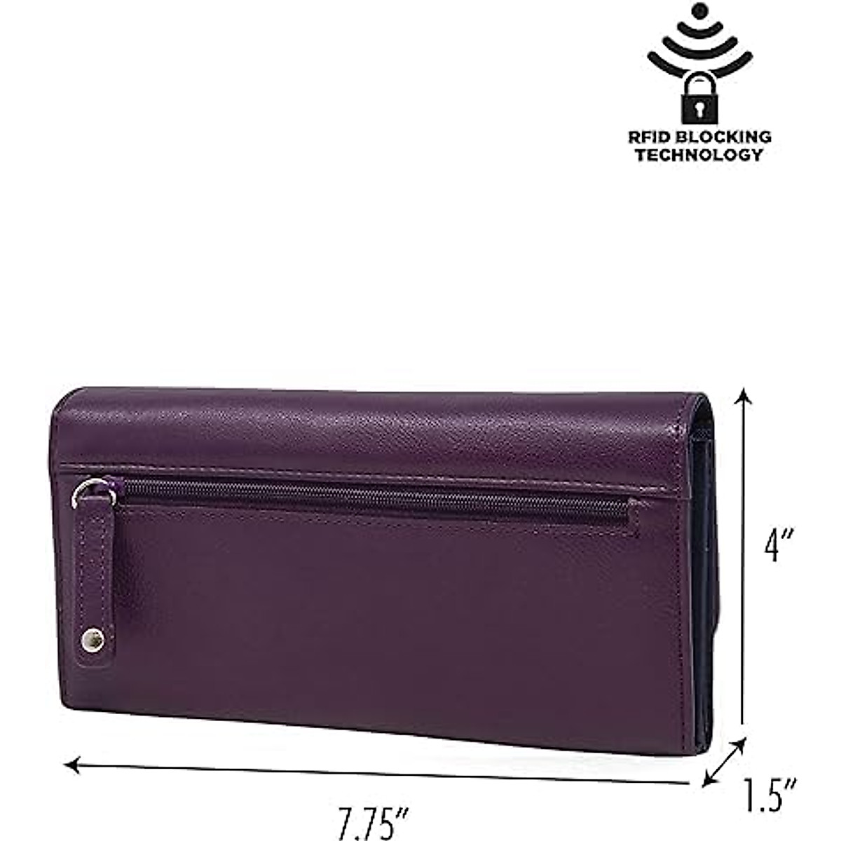 Nautica Money Manager RFID Slim Small Wallet for Women, Credit Card Holder with Coin Purse and Zipper Coin Pouch, Clutch Organizer in Plum