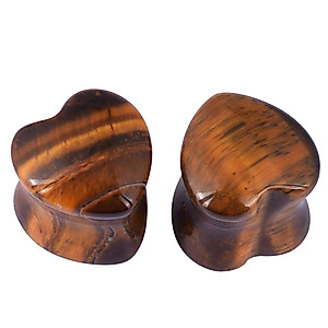 Oyaface 8 PCS Heart Shaped Natural Stone Ear Plugs Set Piercing Gauges Black Pink Blue White 00G(10mm)