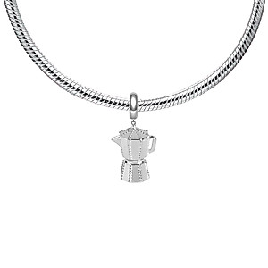 Coffee Pot Charm 925 Sterling Coffee Design Silver Birthday Mothers Day Mother Gifts Fit For Bracelet