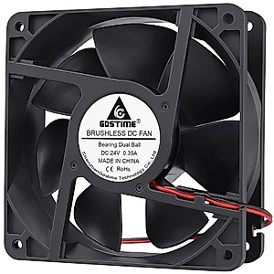 GDSTIME Dual Ball Bearings 1238 Cooling Fan, 120mm x 38mm 24V DC 125CFM Brushless Cooler Fan