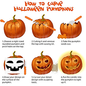 Wchiou Pumpkin Carving Kit Tools Halloween, Professional Heavy Duty Carving Set, Stainless Steel Double-side Sculpting Tool Carving Kit for Halloween Decoration Jack-O-Lanterns, Gift for Halloween.