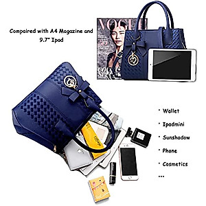 S.G Purses and Handbags for Women Fashion Ladies PU Leather Top Handle Satchel Shoulder Tote Bags (BLUE)