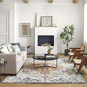 Livabliss Odelia Vintage Bohemian Area Rug,7'10" x 10'3",Orange/Navy