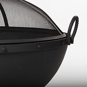 Titan Great Outdoors Hemisphere Fire Pit with Screen and Poker 32" Cast Iron