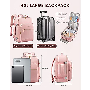 LOVEVOOK Travel Backpack Women, Carry On Backpack as Personal Item Flight Approved, TSA 17.3inch Laptop Backpack with 3 Packing Cubes College Casual Daypack for Weekender Overnight Hiking, Pink