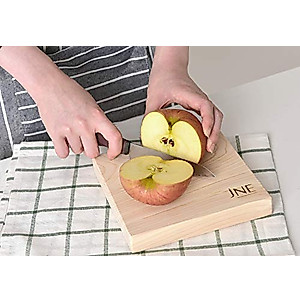 JNE Natural Hinoki Cypress Wood Cutting Board, Cheese Board, Chopping Board, Serving Board for Wine, Crackers, Fruit. Housewarming, Wedding, Birthday gift. Trivet (Square-7x1.2)