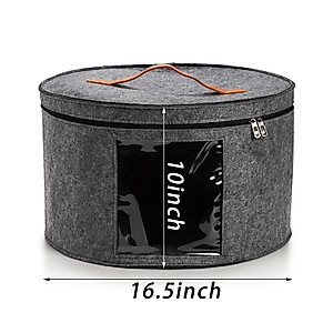 SOUJOY 2 Pack Hat Box with Lid, 16.5 x 10 Foldable Felt Hat Storage Box, Travel Case Clothes Storage Bin, Round Hat Organizer for Men Women Stuffed Animal Toy Clothes