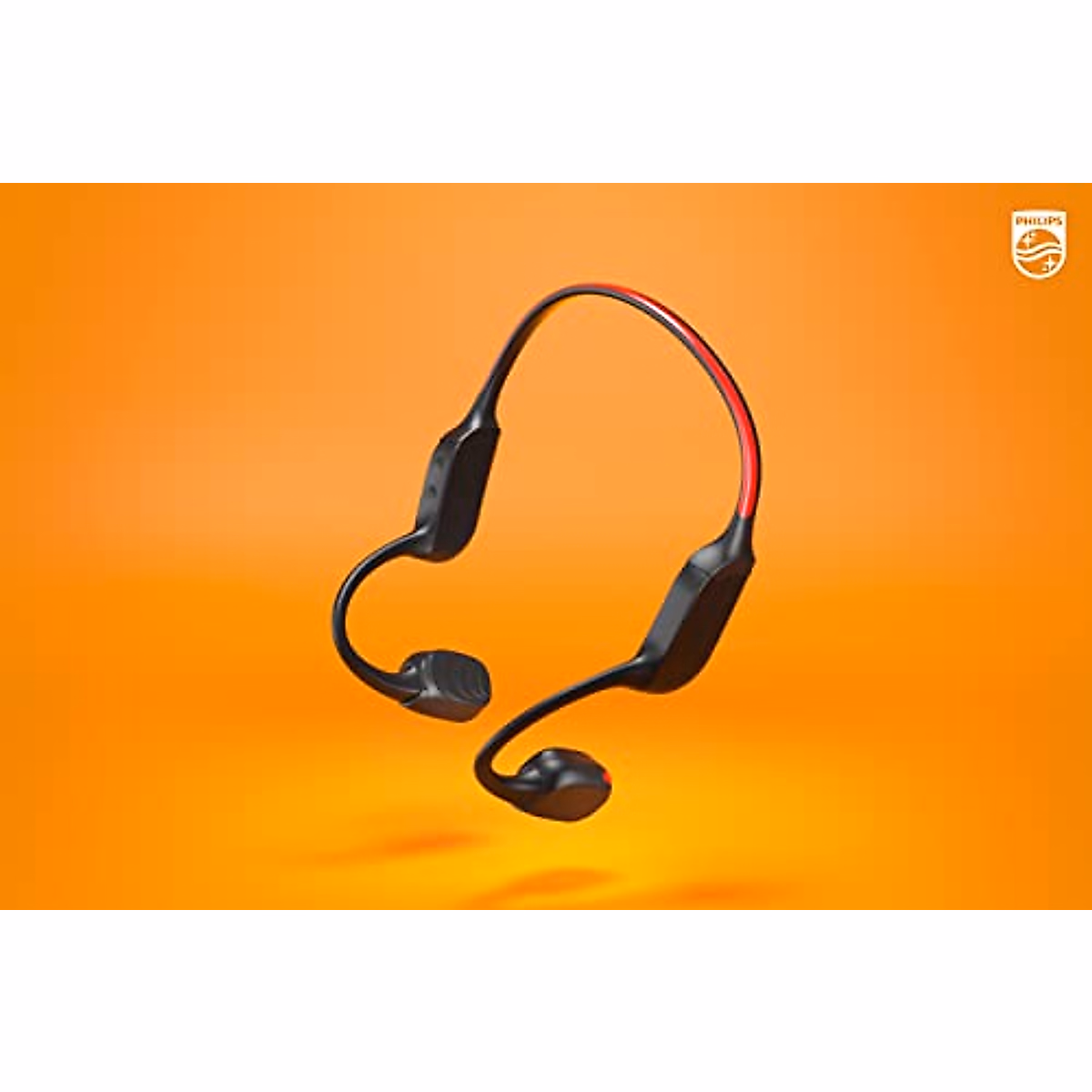Philips GO A7607 Open-Ear Bone Conduction Bluetooth Headphones with Bluetooth Multipoint, IP66 Water-Resistant, Black