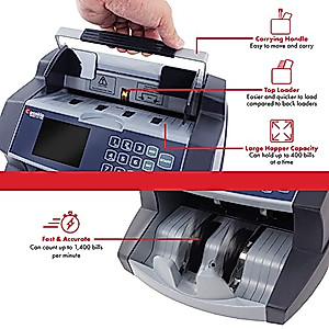 Cassida 6600 UV/MG – USA Business Grade Money Counter with UV/MG/IR Counterfeit Detection – Top Loading Bill Counting Machine w/ ValuCount™, Add and Batch Modes – Fast Counting Speed 1,400 Notes/Min