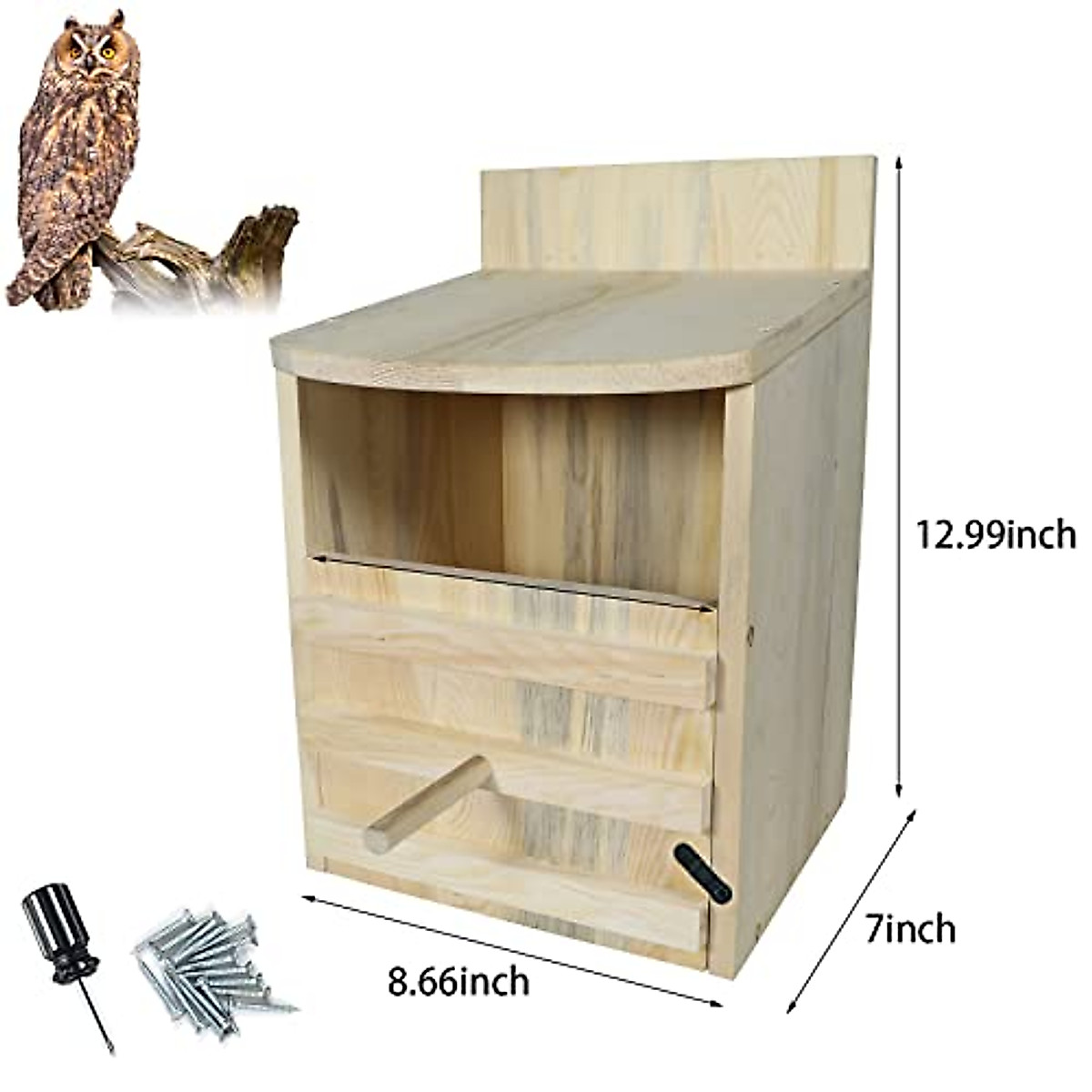 Big Owl House,Screech Owl House,Owl Nesting Box Owl Bird House,Barn Owl Box Owl Boxes for Outside with Mounting Screws, Instructions,Video Teaching, Easy Assembly Required