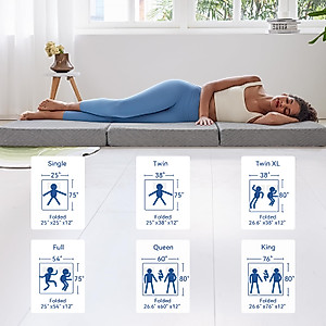 AMICLIBER 4 Inch Tri-Fold Mattress, Twin Memory Foam Foldable Mattress, Tri Folding Mattress with Washable Cover, 75"x 38"x 4"