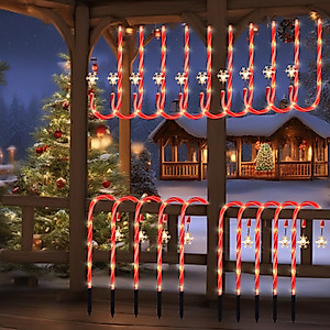 Christmas Candy Cane Lights with Snowflake