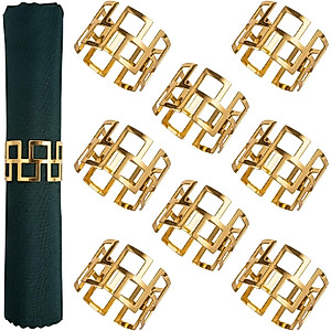 Napkin Rings- Gold Napkin Holder, Round Metal Napkin Buckle for Holiday Party Dinner Wedding Dining Table Decoration (Set of 8)