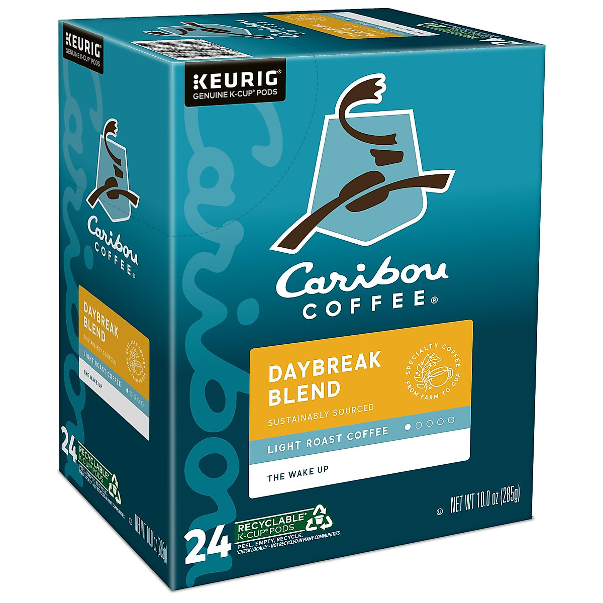 Caribou Coffee Daybreak Morning Blend, Single-Serve Keurig K-Cup Pods, Light Roast Coffee, 24 Count (11.9g)(Pack of 4)