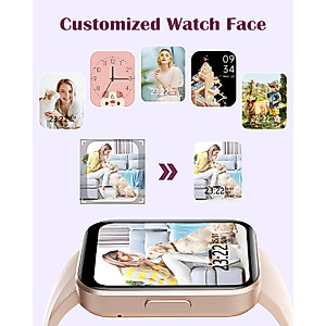 RUIMEN Smart Watches for Women Men (Answer/Make Calls) Compatible with iPhone/Android Phones, 1.85" HD Screen Fitness Tracker Heart Rate Monitor 100+ Sports Tracker Watch Waterproof (Pink)