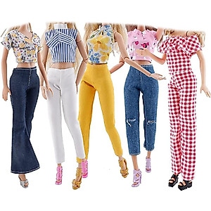 YAMASO 5 Sets Doll Clothes Fashion Wear Outfits withs 5 Pairs Shoes for 11.5-Inch Girl Doll (Random Style)